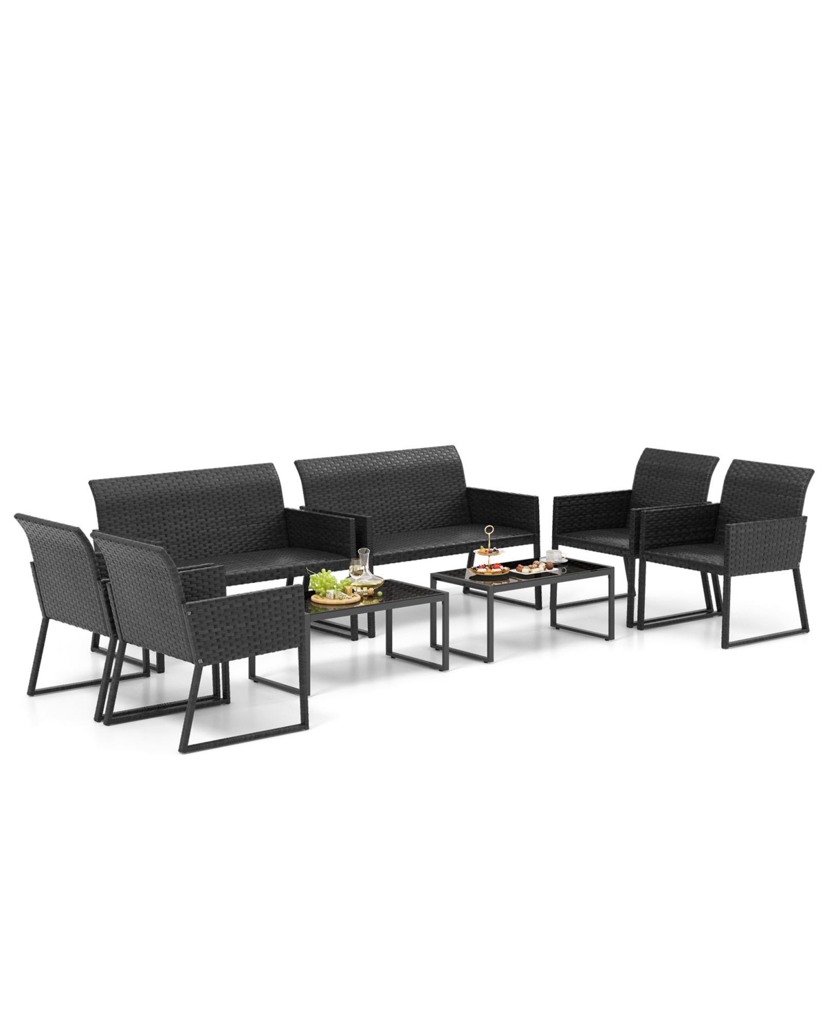 Click here for Gymax 8 Piece Patio Weather Resistant Wicker Furni... prices