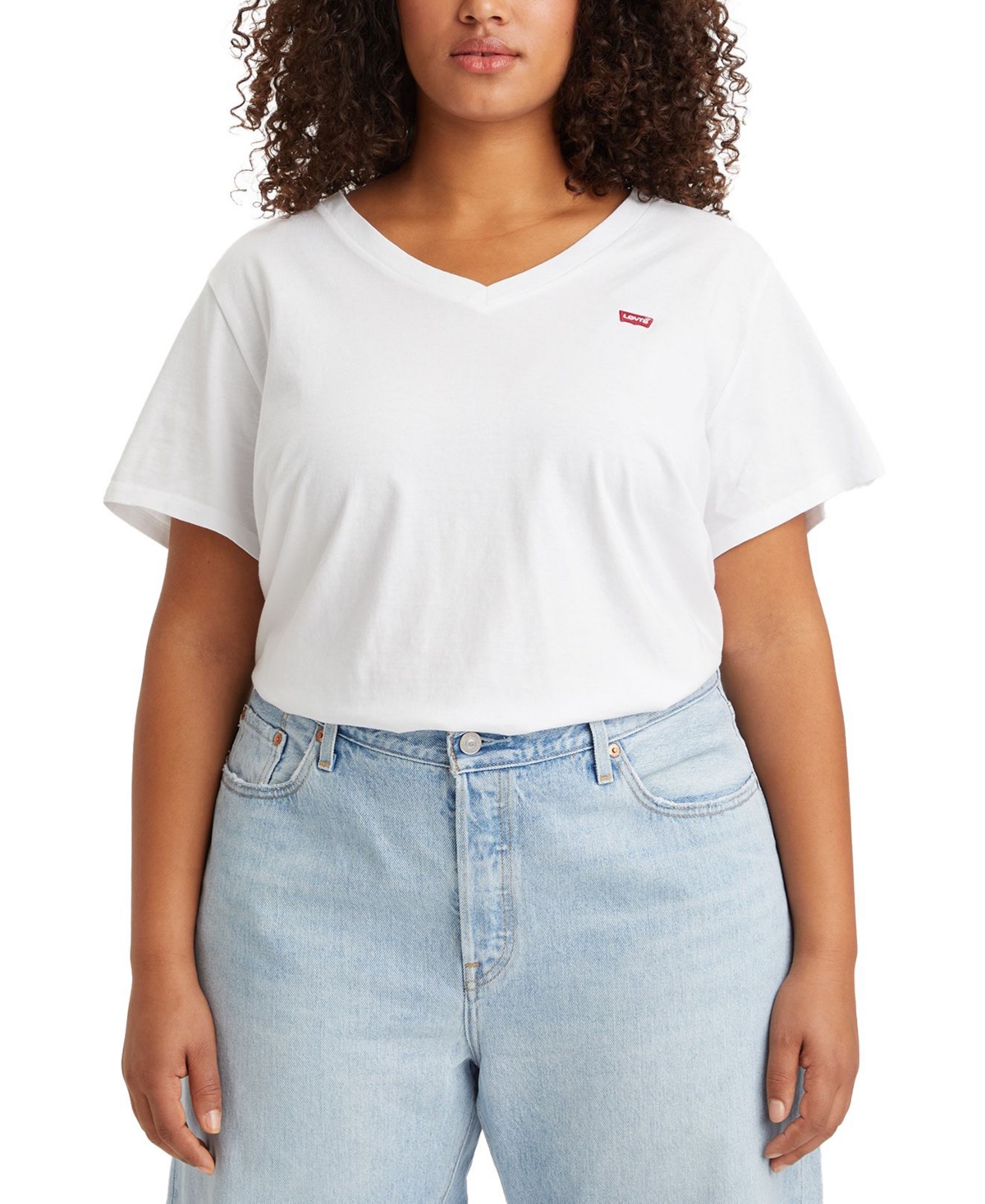 Click here for Levis Plus Size Cotton Perfect V-Neck Tees - White... prices