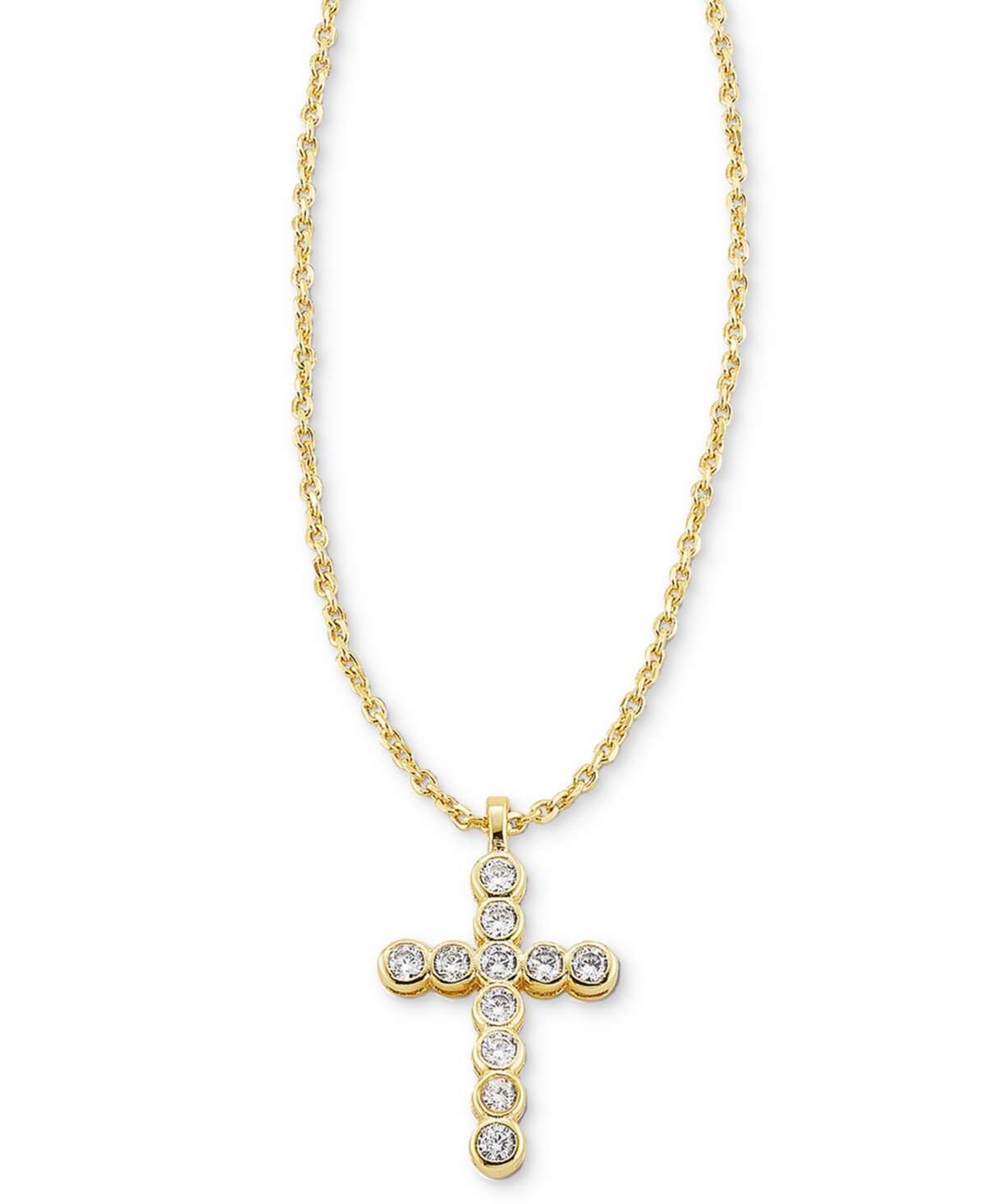 Click here for Kendra Scott Gold-Tone Cross Crystal 19 Pendant Ne... prices