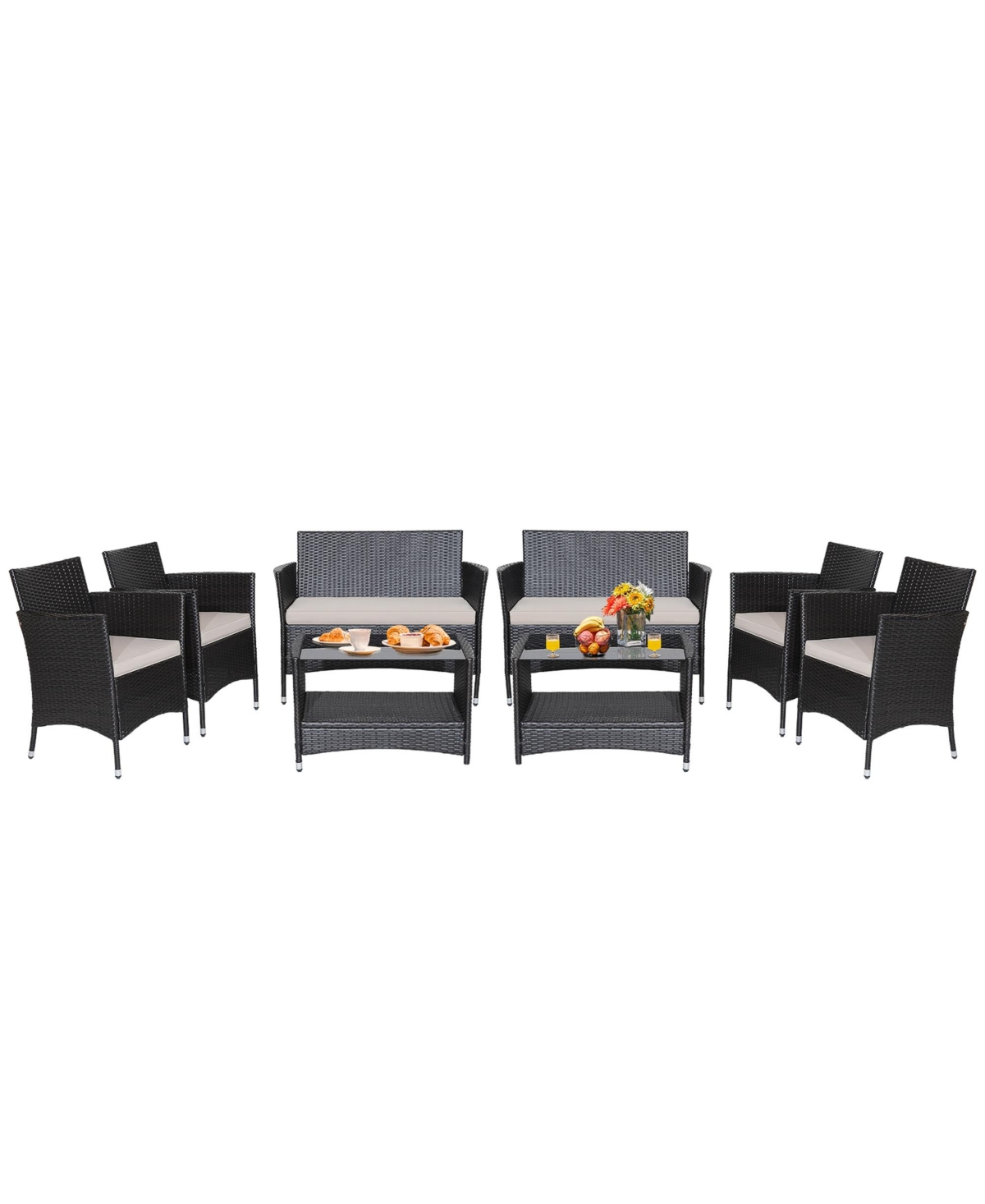 Click here for Gymax 8 Piece Patio Rattan Conversation Set Outdoo... prices