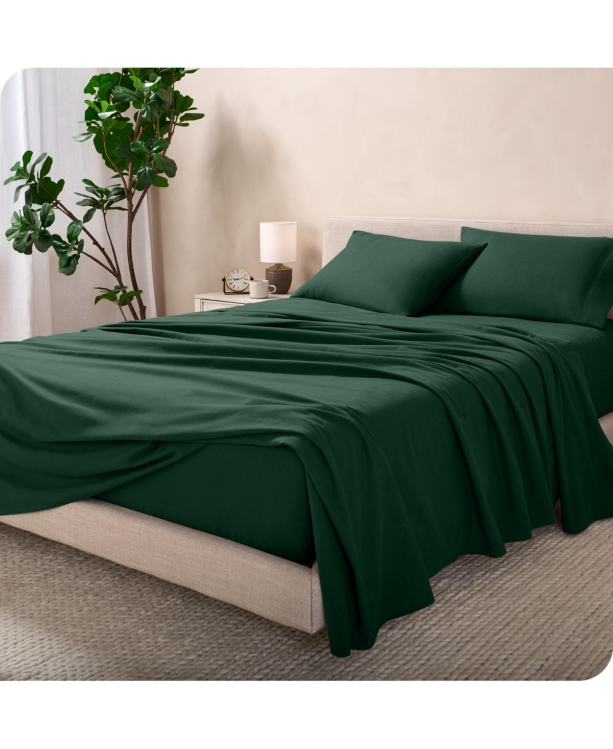 Click here for Bare Home Cotton Flannel Sheet Set - Forest green prices