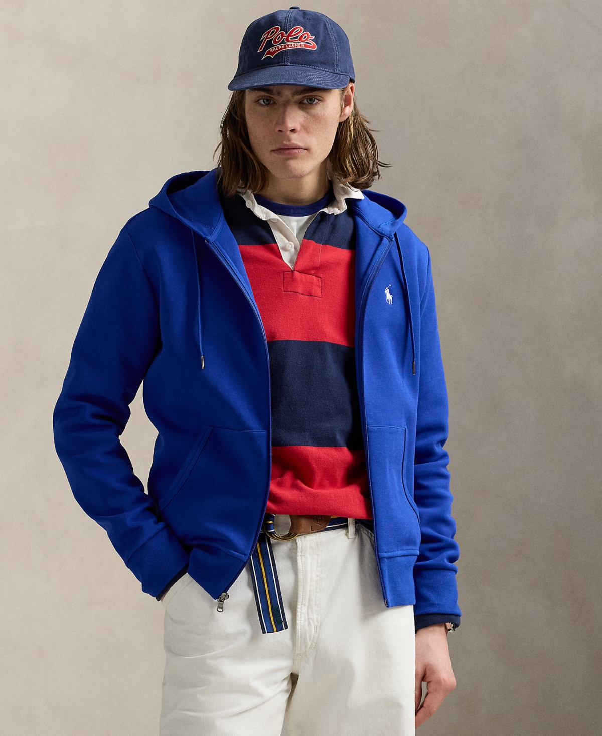 Polo Ralph Lauren Mens Double-Knit Full-Zip Hoodie - Sapphire Star