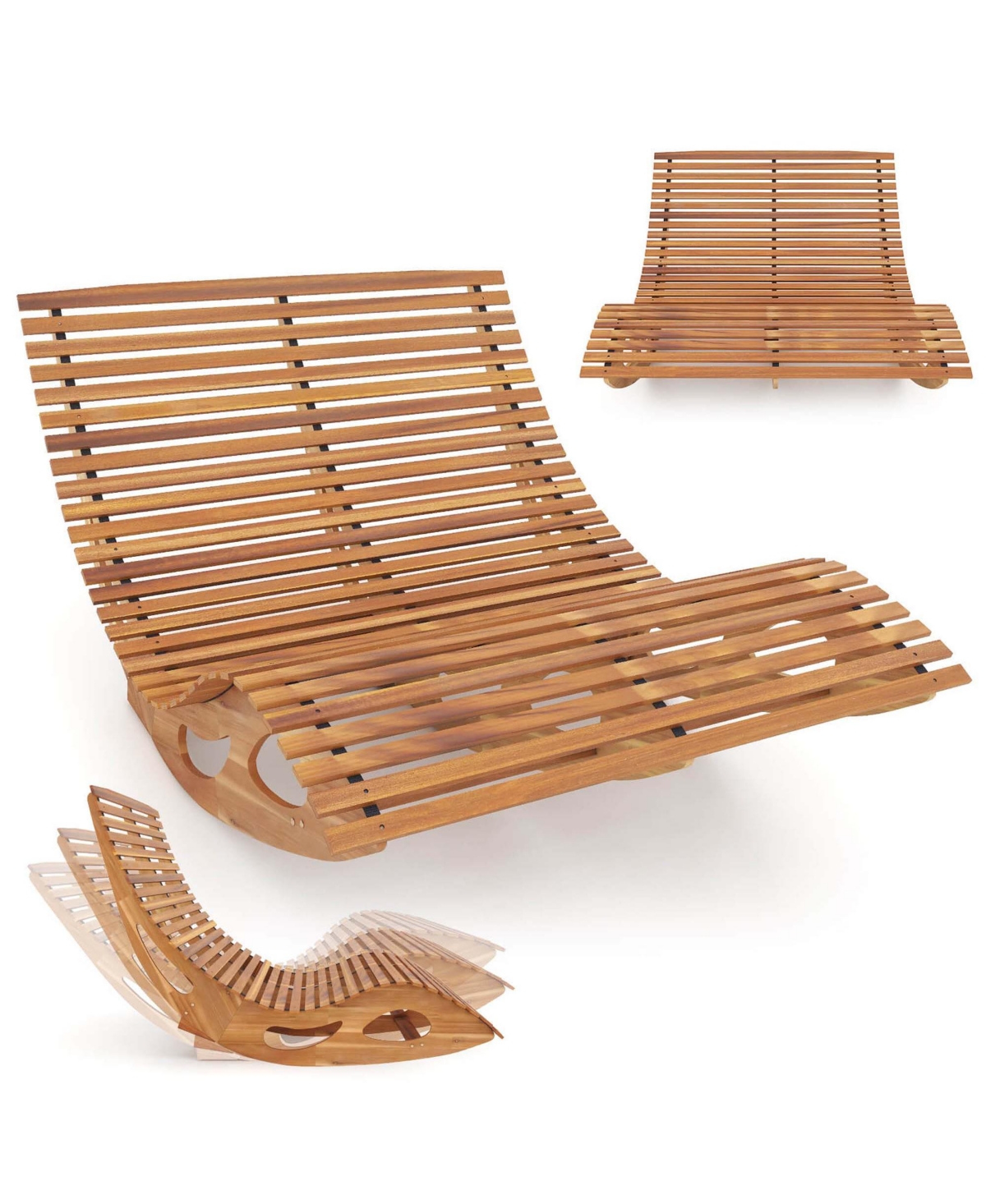Click here for Outdoor Double Chaise Lounge for 2 with High Back... prices
