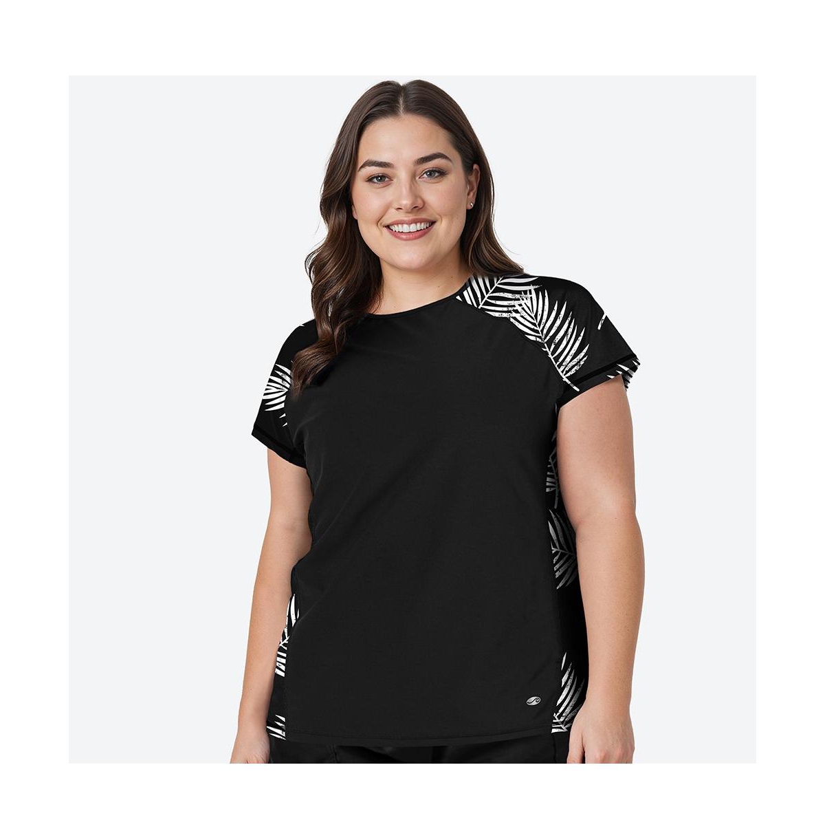 Click here for Calypsa Plus Size Loose Fit Adele Swim Top - Black... prices