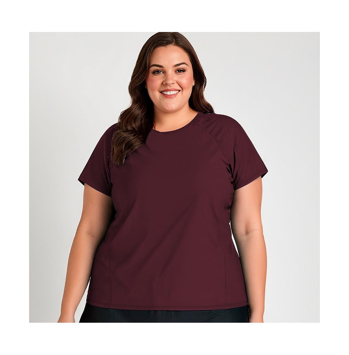 Click here for Calypsa Plus Size Loose Fit Adele Swim Top - Wine prices