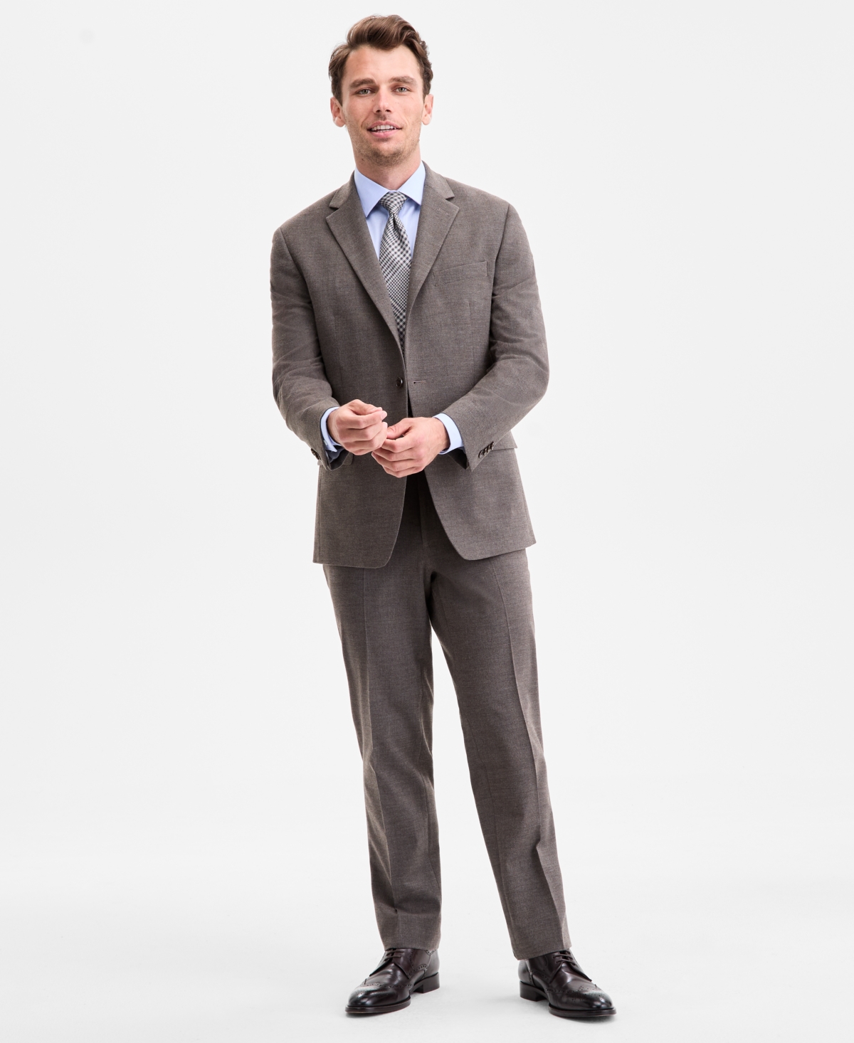 Click here for Perry Ellis Portfolio Mens Modern-Fit Suit - Brown prices