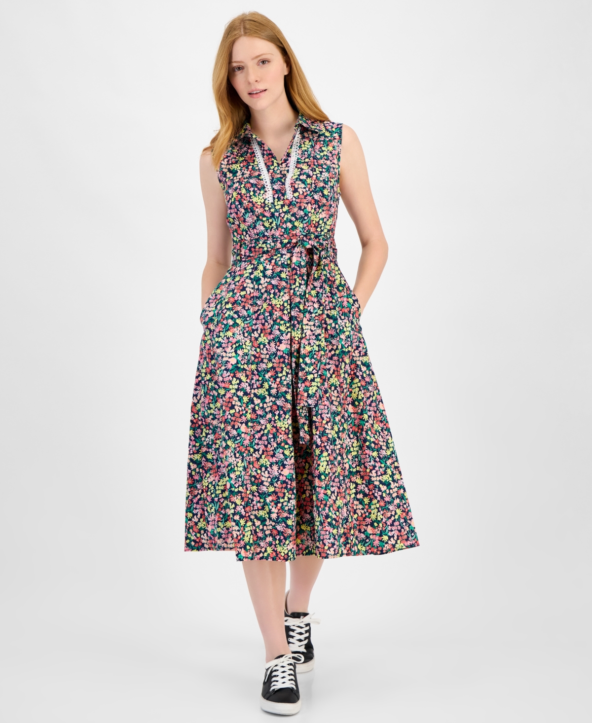 Click here for Tommy Hilfiger Womens Floral Lace-Trim Shirtdress... prices