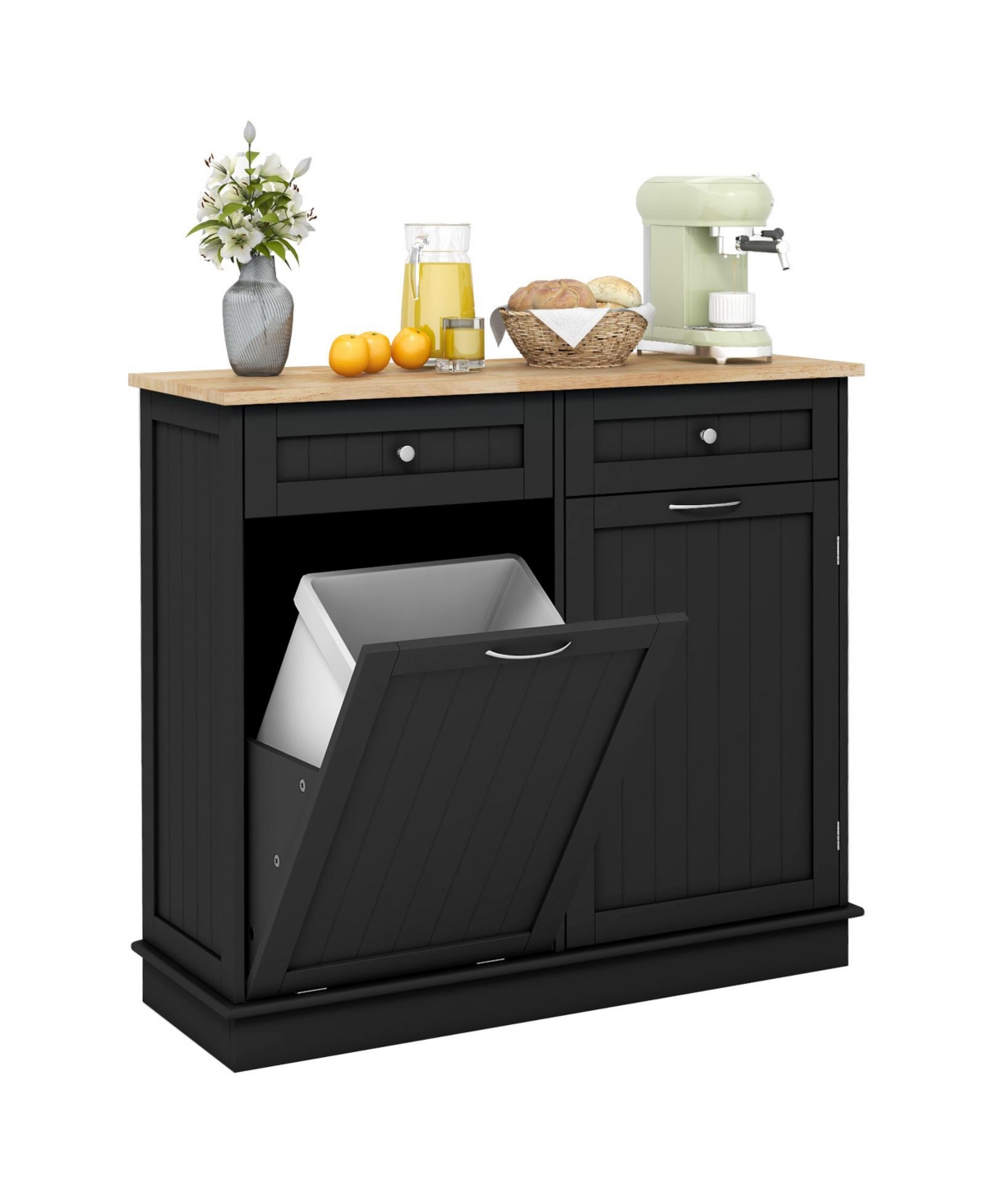 Click here for Rubber Wood Kitchen Trash Cabinet with Single Tras... prices
