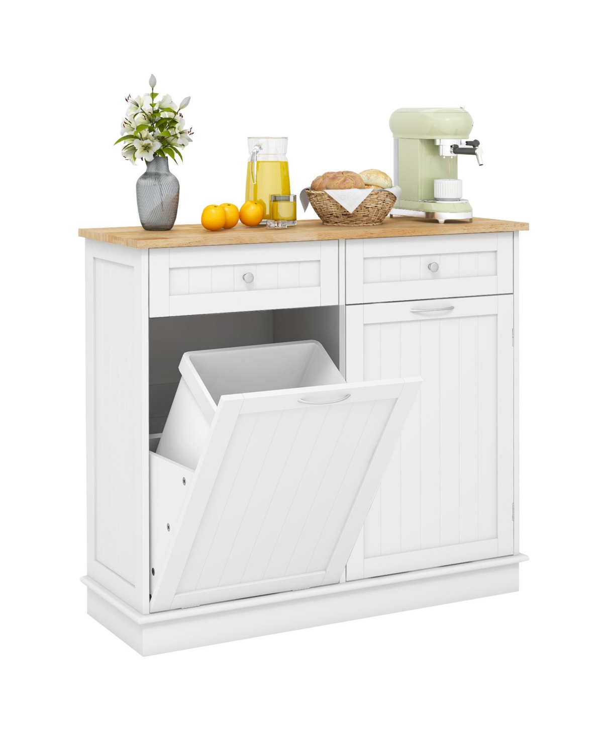 Click here for Rubber Wood Kitchen Trash Cabinet with Single Tras... prices