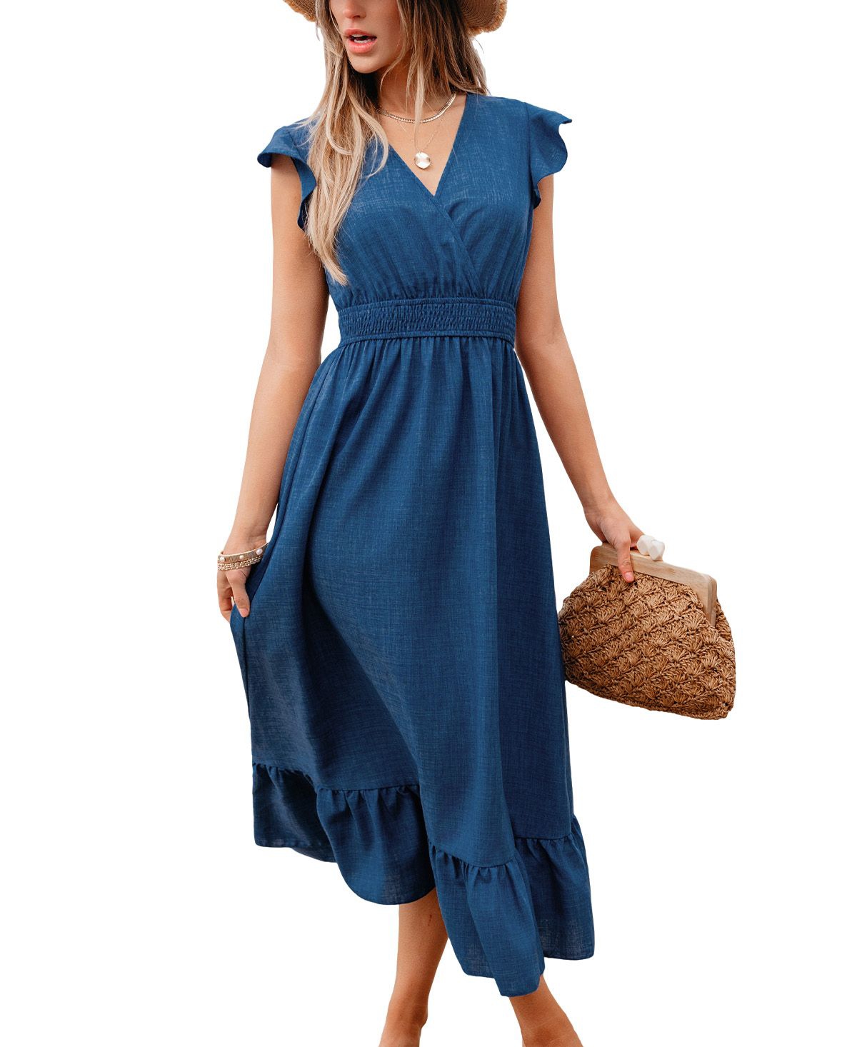 Click here for Cupshe Womens Country Charm Blue Midi Beach Dress... prices