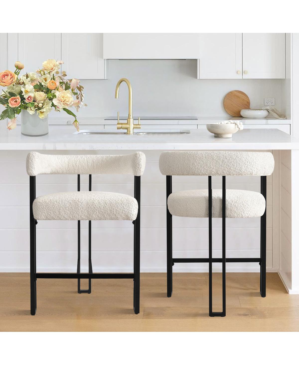 Click here for Set of 2 Modern Counter Stools  Boucle Upholstered... prices