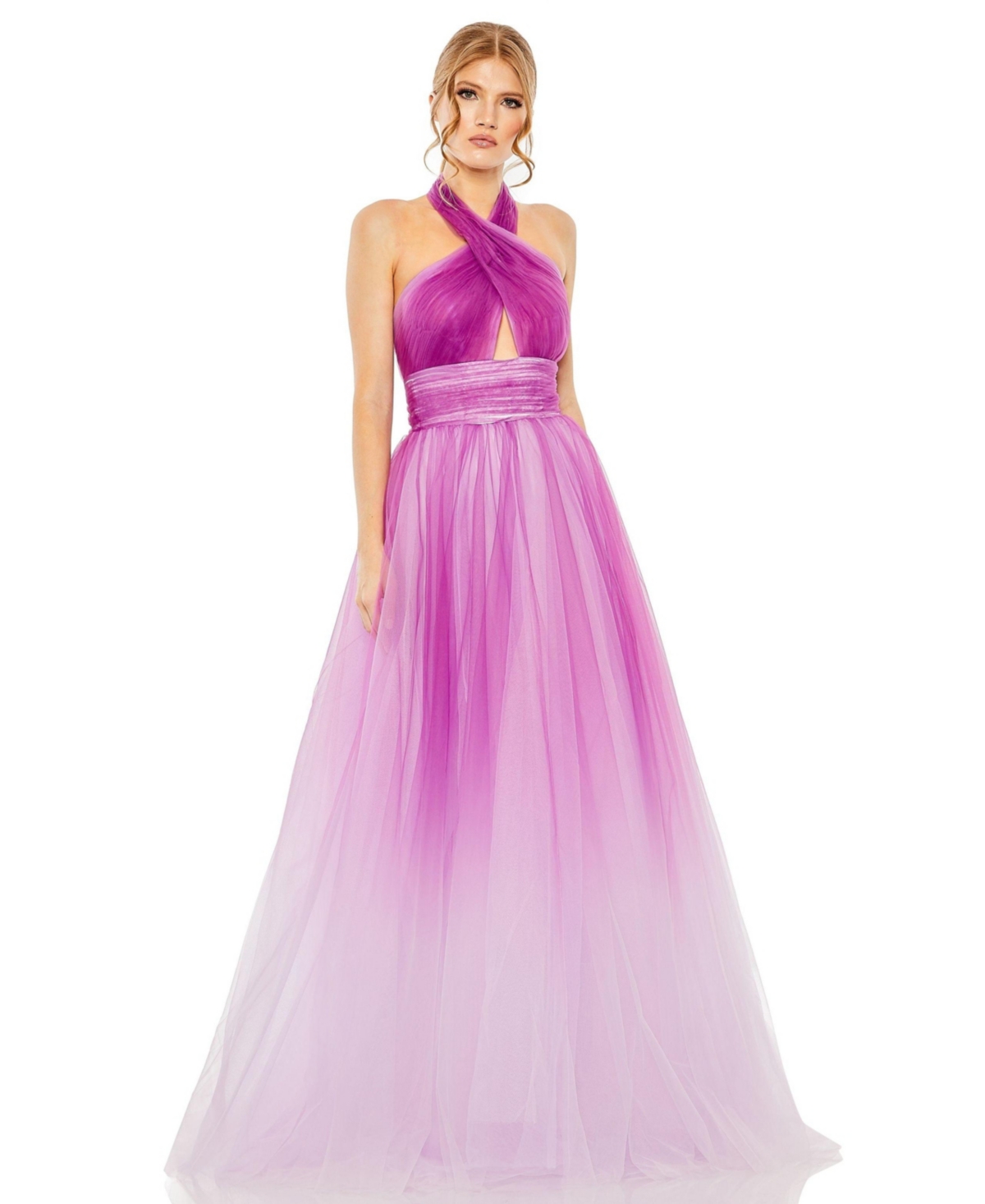 Mac Duggal Womens Cross Front Tulle Dress - Purple ombre