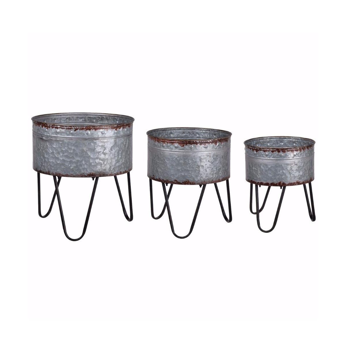 Click here for Industrial Planter Set – 3 Galvanized Tubs... prices