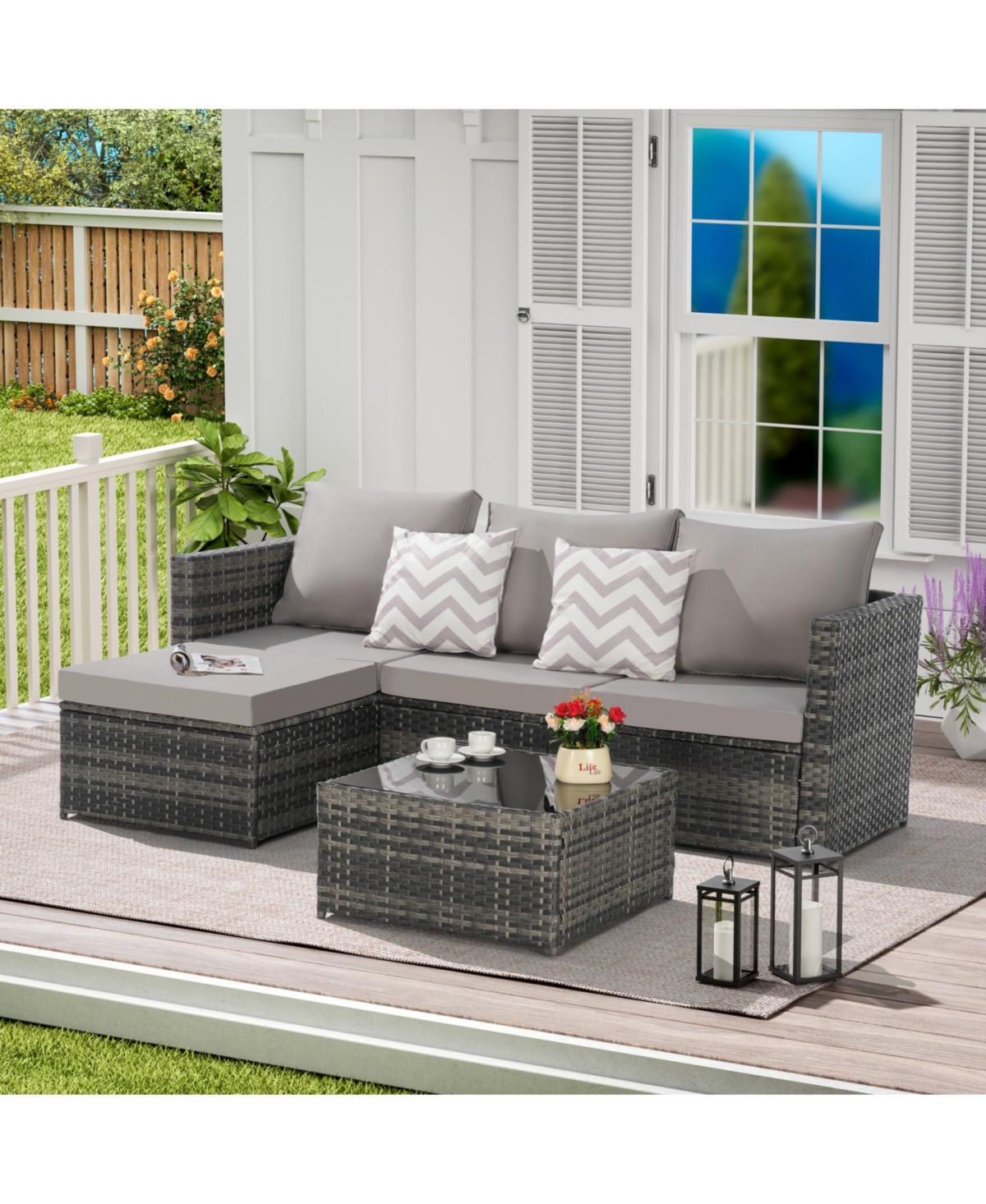 Click here for Streamdale 2-Piece Wicker Patio Set  L-Shaped  Ott... prices