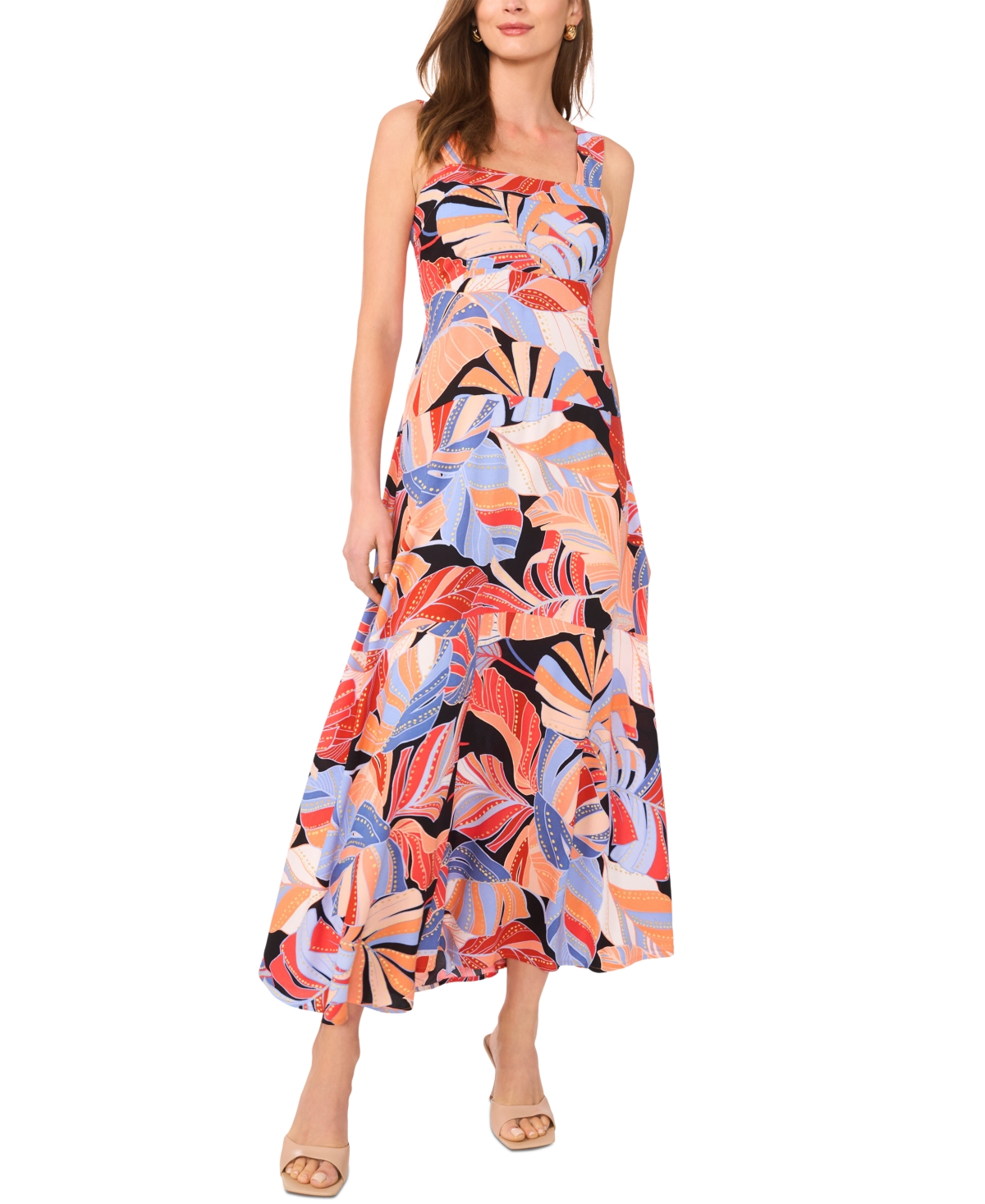 Click here for Vince Camuto Womens Printed Square-Neck Smocked-Ba... prices