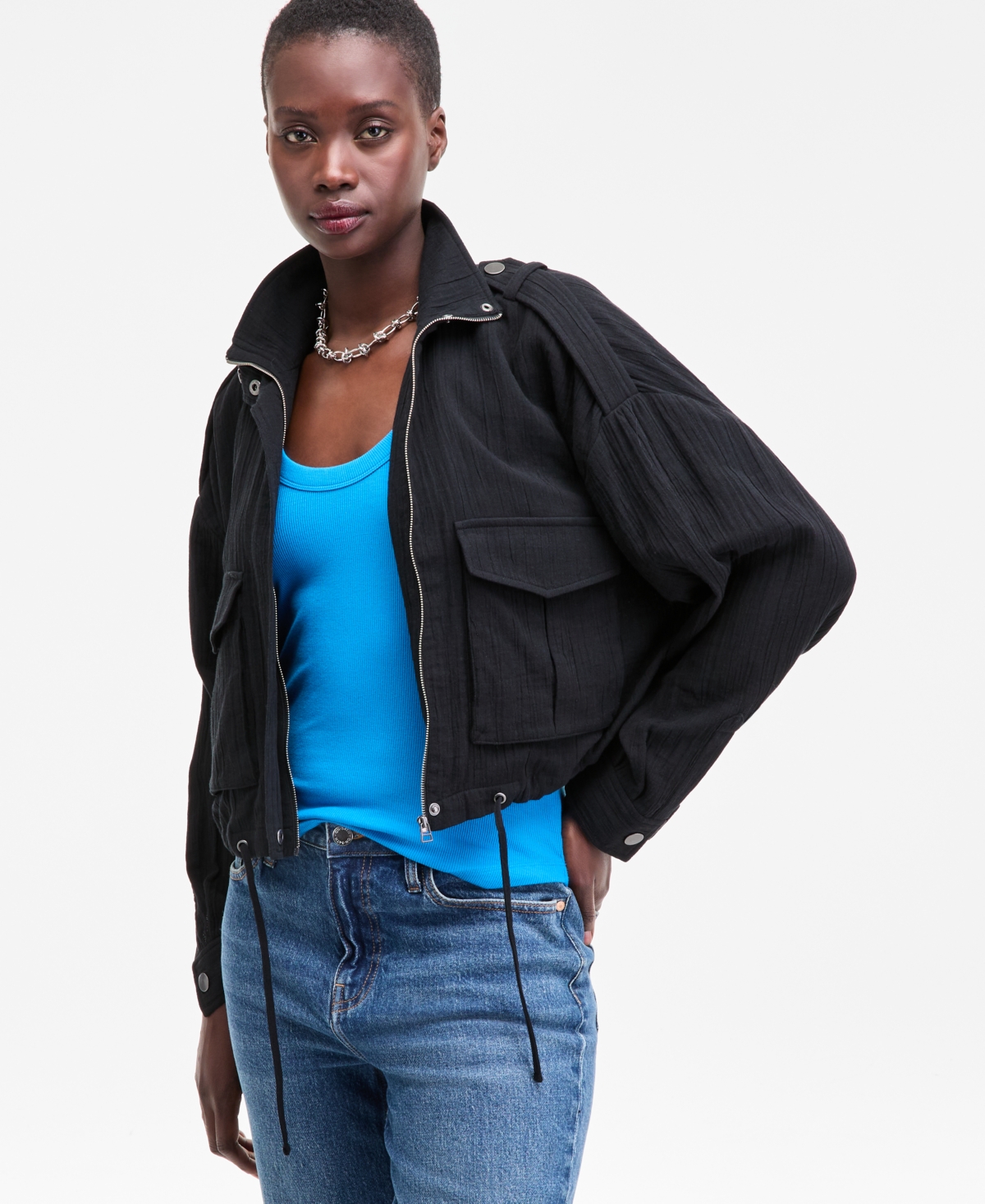 Click here for On 34th Womens Cotton Gauze Cropped Jacket  Exclus... prices