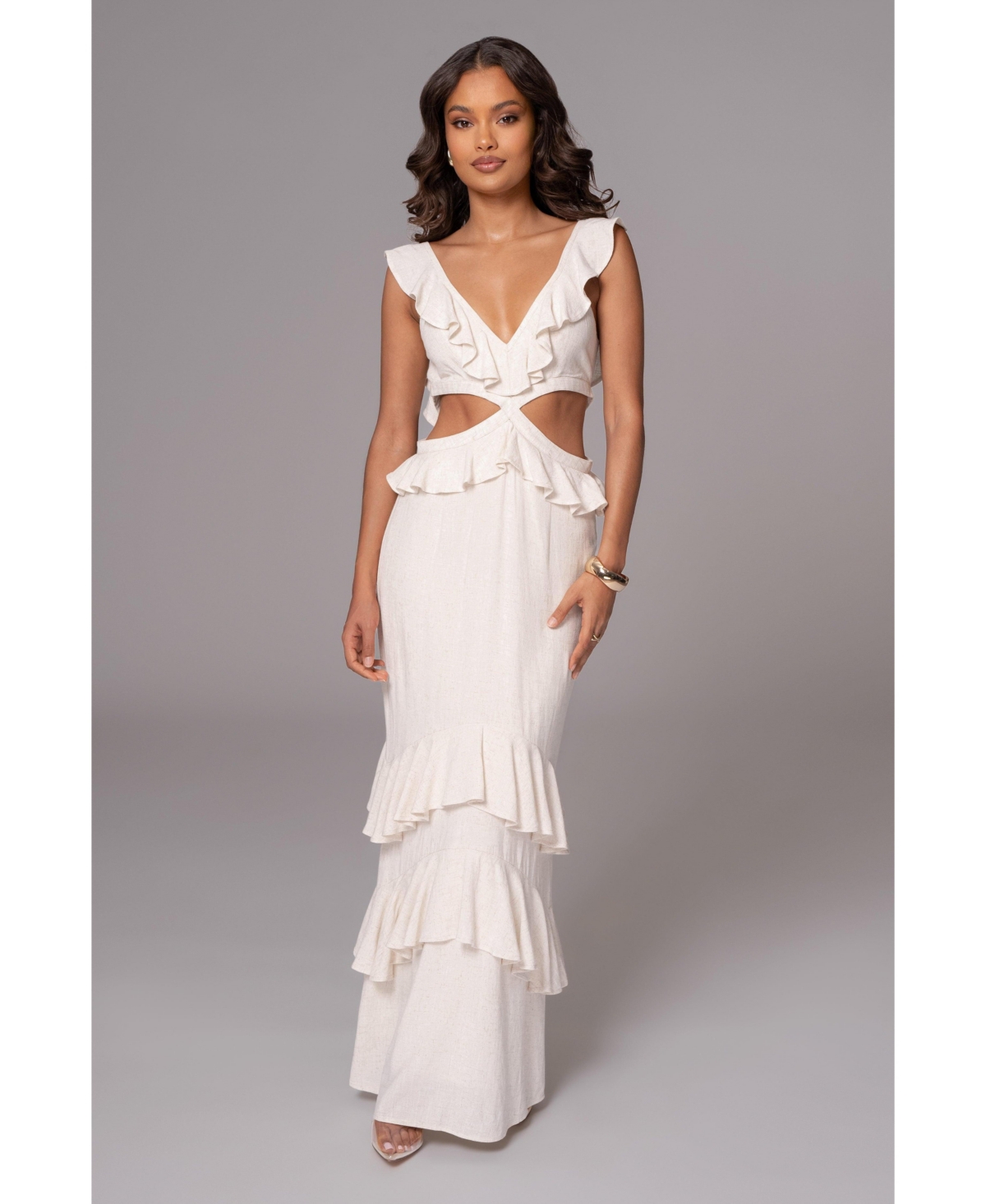 Click here for Jluxlabel Womens Sunshine Ruffle Linen Dress - Nat... prices