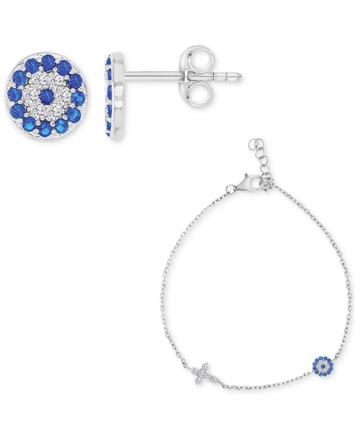 Click here for 2-Pc. Set Cubic Zirconia Cross & Evil Eye Bracelet... prices