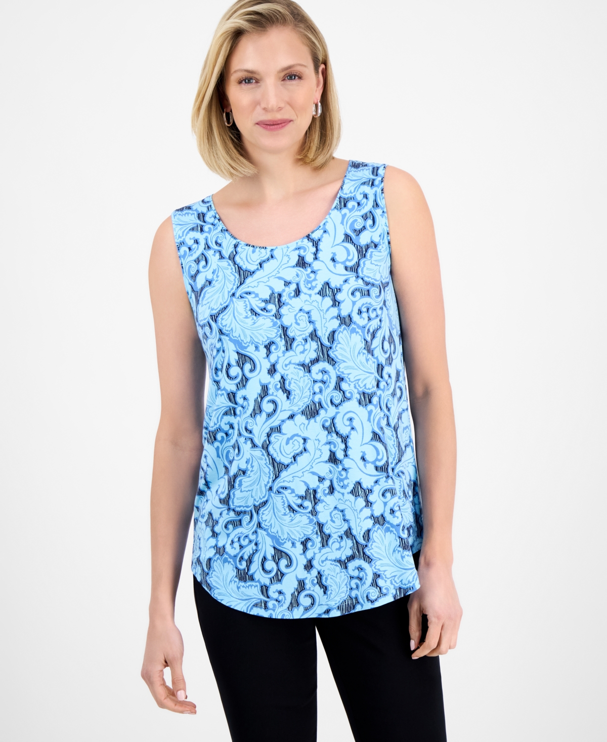 Click here for Jm Collection Womens Printed Scoop-Neck Sleeveless... prices