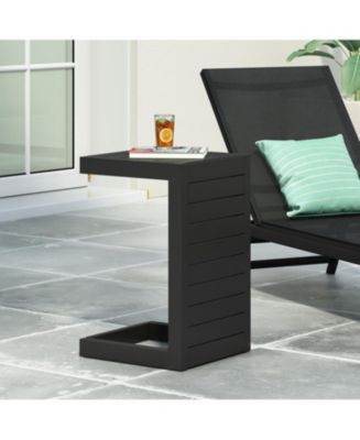 Modern Matte Black Aluminum C-Shaped Outdoor Side Table - Macy's