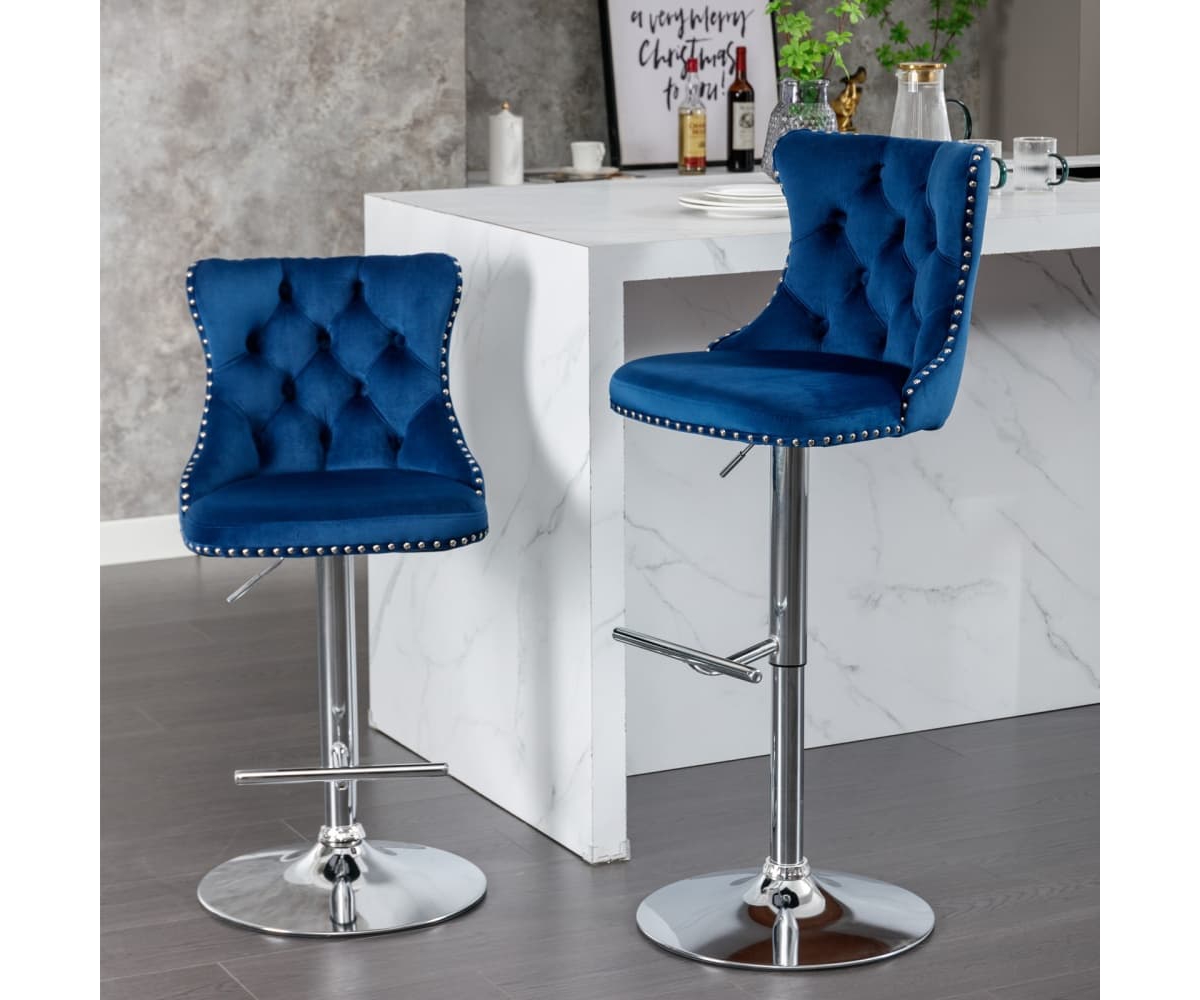 Click here for Set of 2 Adjustable Swivel Velvet Upholstered Bar... prices