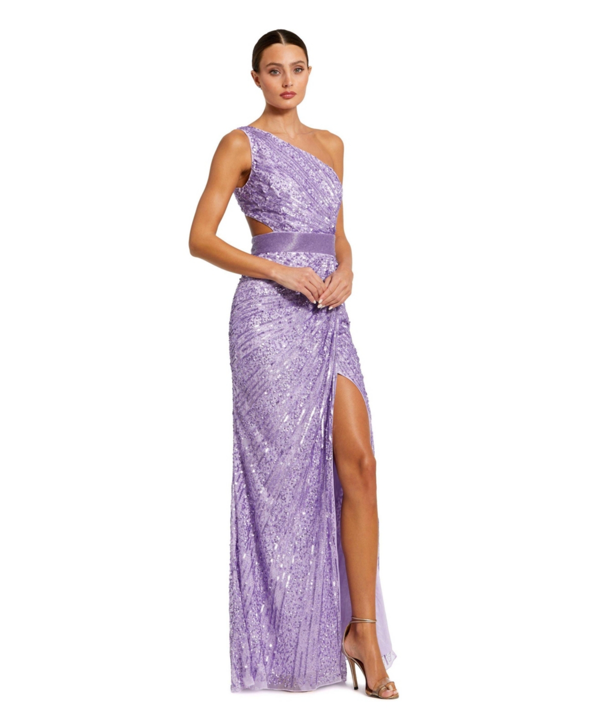 Click here for Mac Duggal Womens Sequined One Shoulder Draped Lac... prices