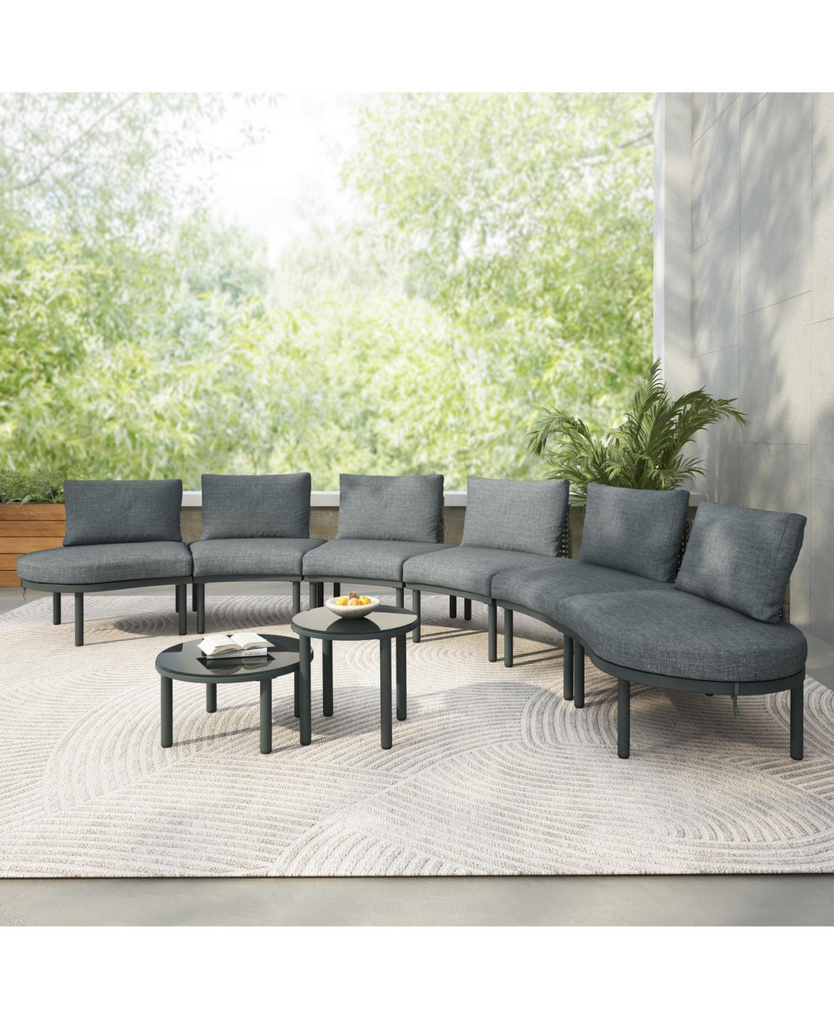 Click here for 8-Pc Patio Sofa Set  Half-Moon Sectional  2 Tables... prices