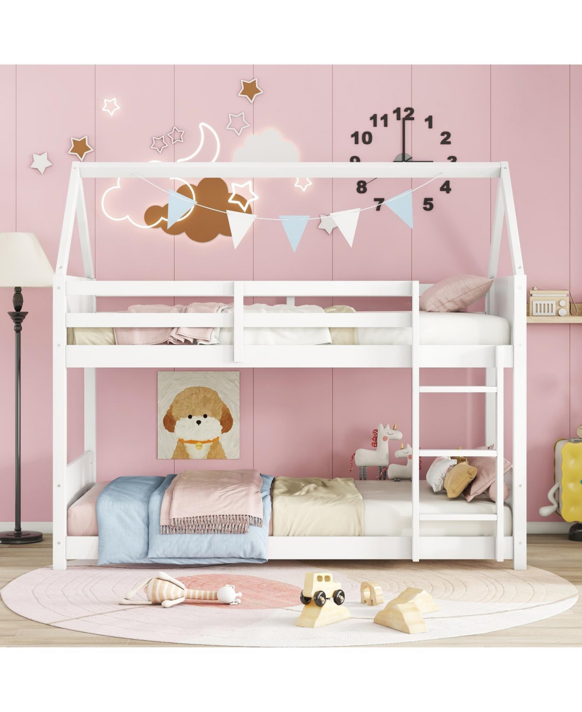 Click here for Streamdale White Twin Over Twin Bunk Bed with Ladd... prices