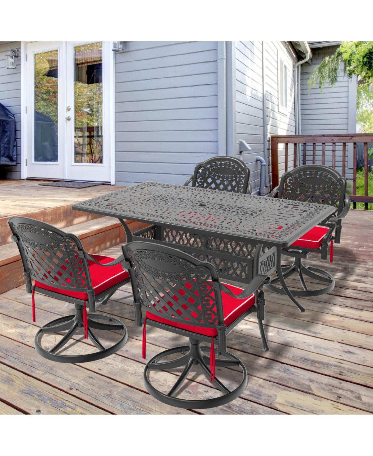 Click here for Streamdale 5-Pc Cast Aluminum Dining Set  4 Swivel... prices