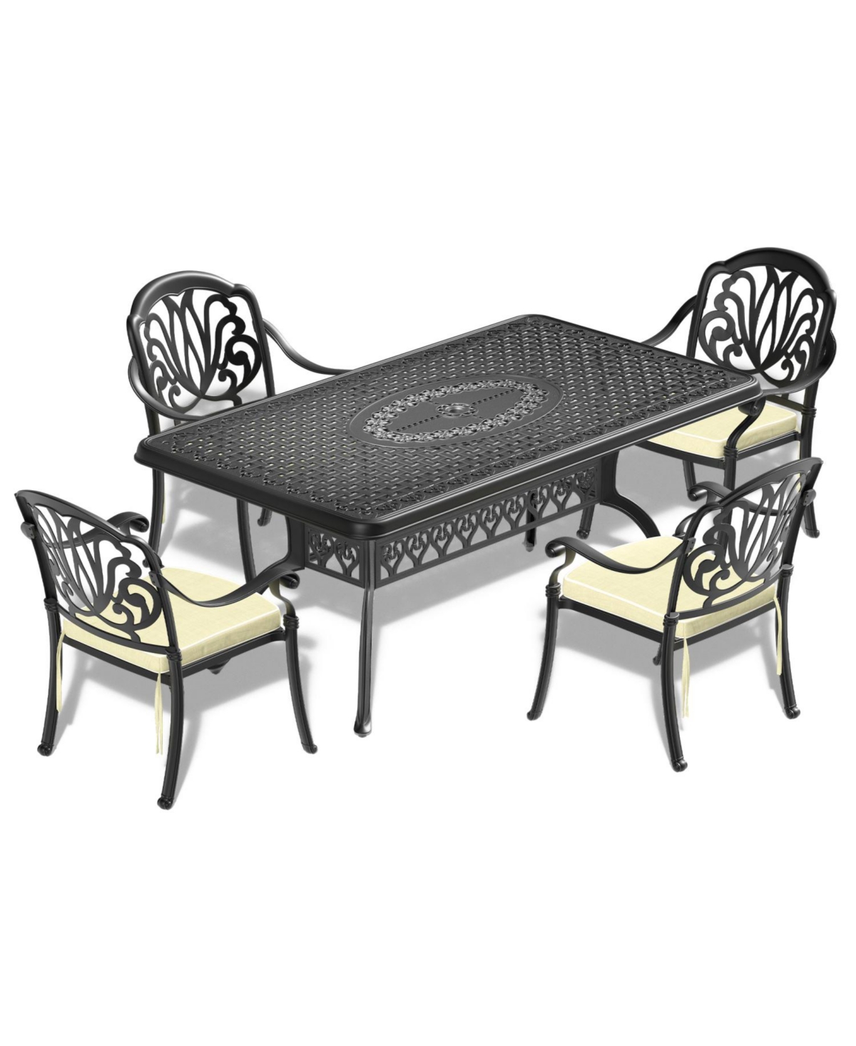 Click here for Streamdale 5-pc Cast Aluminum Patio Set  Black Fra... prices