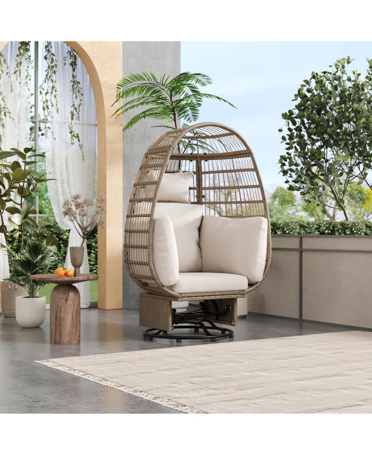 Click here for Outdoor Swivel Rattan Egg Chair  Rocking  Cushions... prices