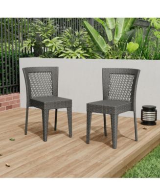 Stackable Wicker Patio Chairs - Grey, Durable & Stylish - Macy's