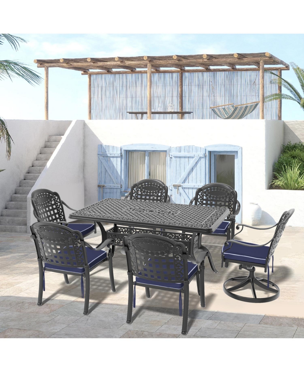 Click here for Streamdale 7-Piece Cast Aluminum Dining Set  2 Swi... prices