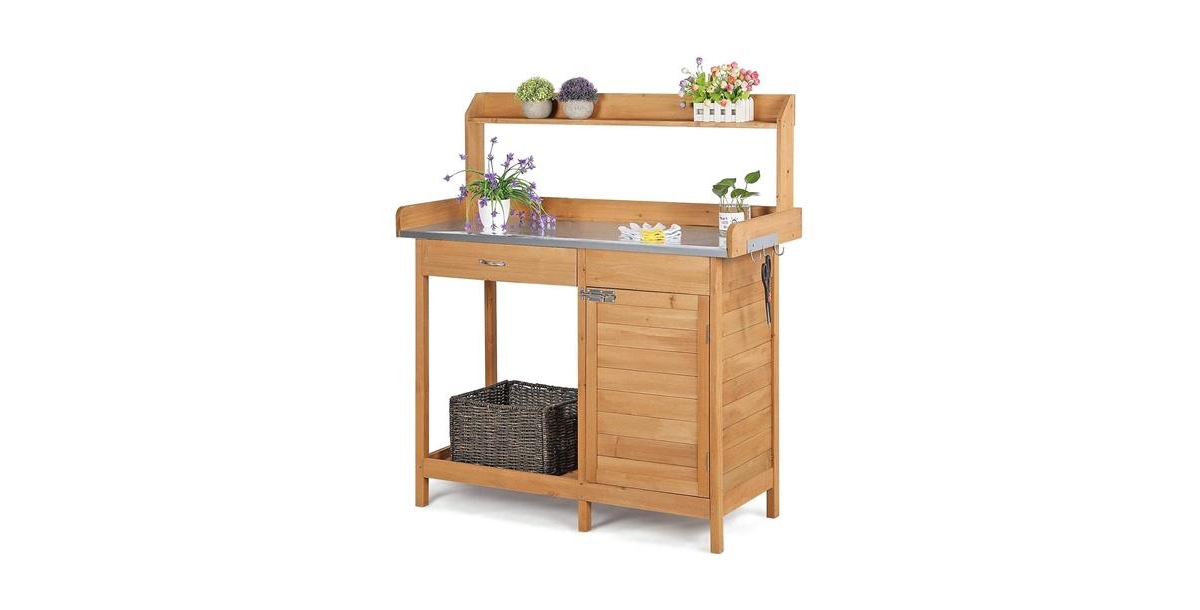 Click here for Potting Bench with Galvanized Steel Table Top for... prices
