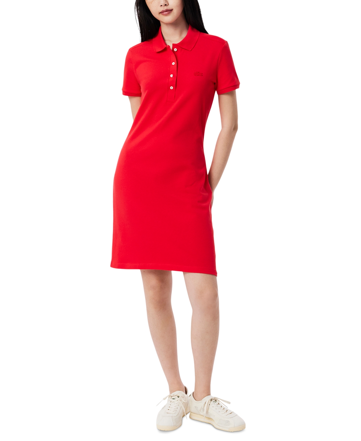 Click here for Lacoste Usa Womens Collared Slim-Fit T-Shirt Dress... prices