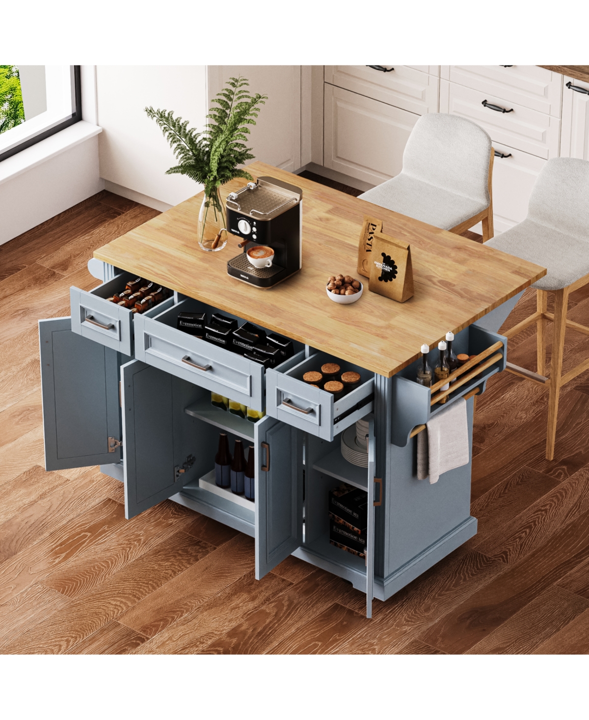 Click here for Streamdale 54" Kitchen Island Cart  Drop Leaf... prices