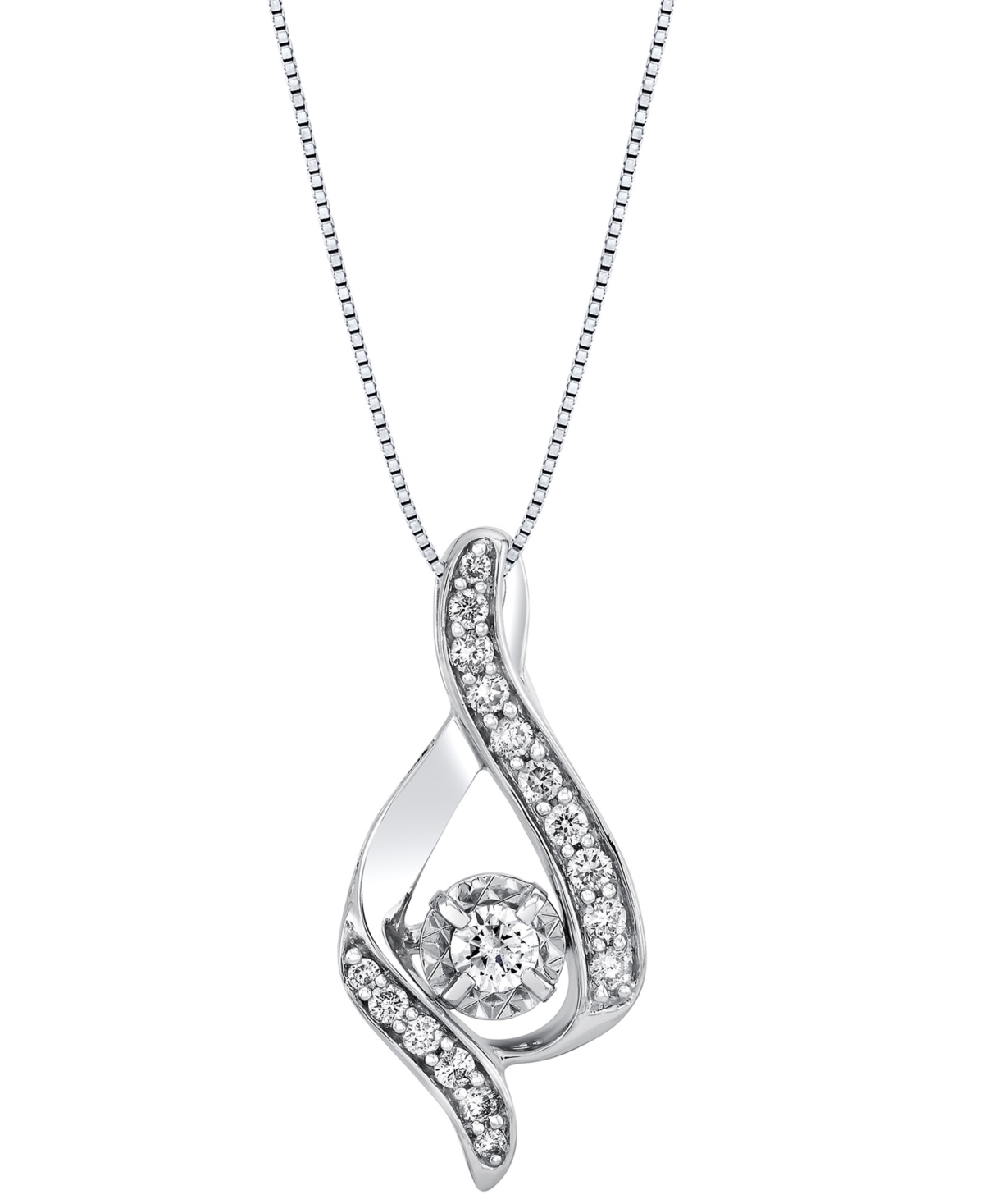 Click here for Diamond Ribbon Pendant Necklace (3/8 ct. t.w.) in... prices