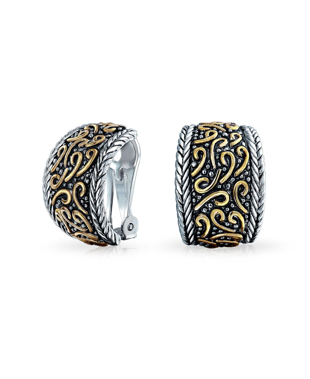 Click here for Bling Jewelry Bali Style Swirl Two Tone Wide Half... prices