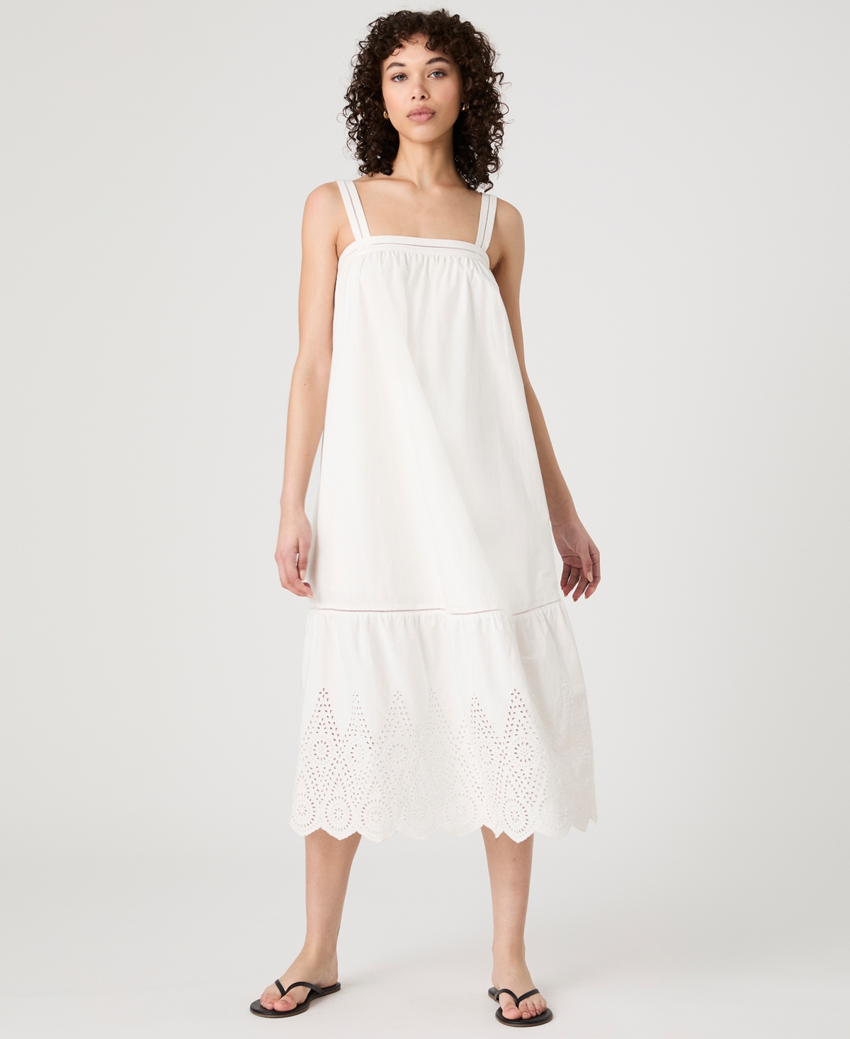 Click here for French Connection Womens Cotton Eyelet-Hem Midi Dr... prices
