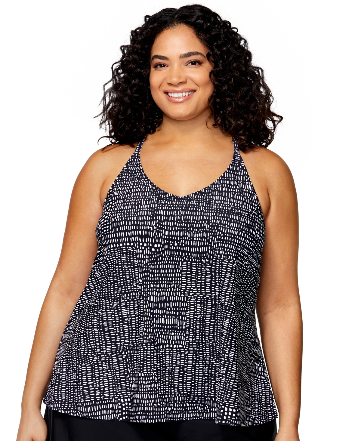 Click here for Island Escape Plus Size Printed Racerback Tankini... prices