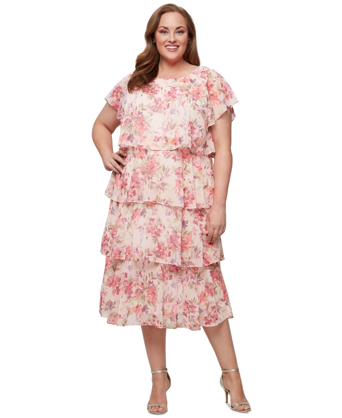 Click here for Sl Fashions Plus Size Floral-Print Tiered Dress -... prices