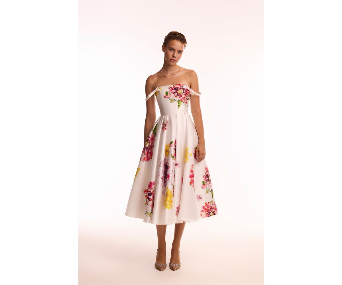 Click here for Milla Womens Tea-length floral dress - Ivory flora... prices
