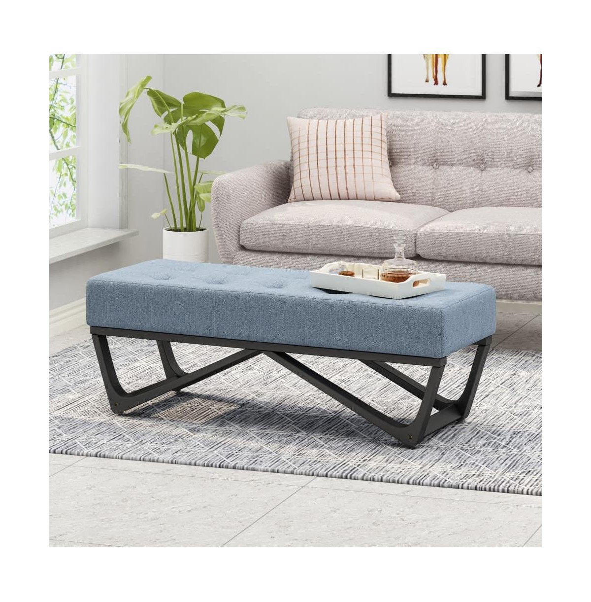 Click here for Upholstered Bench with Black Geometric Legs and Mo... prices
