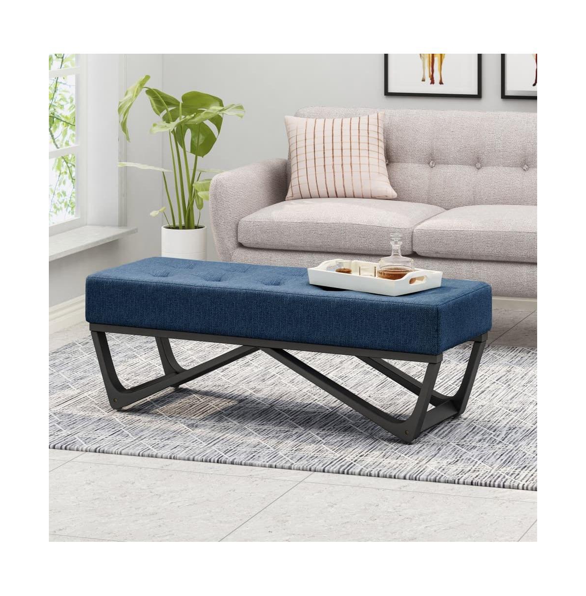 Click here for Upholstered Bench with Black Geometric Legs and Mo... prices