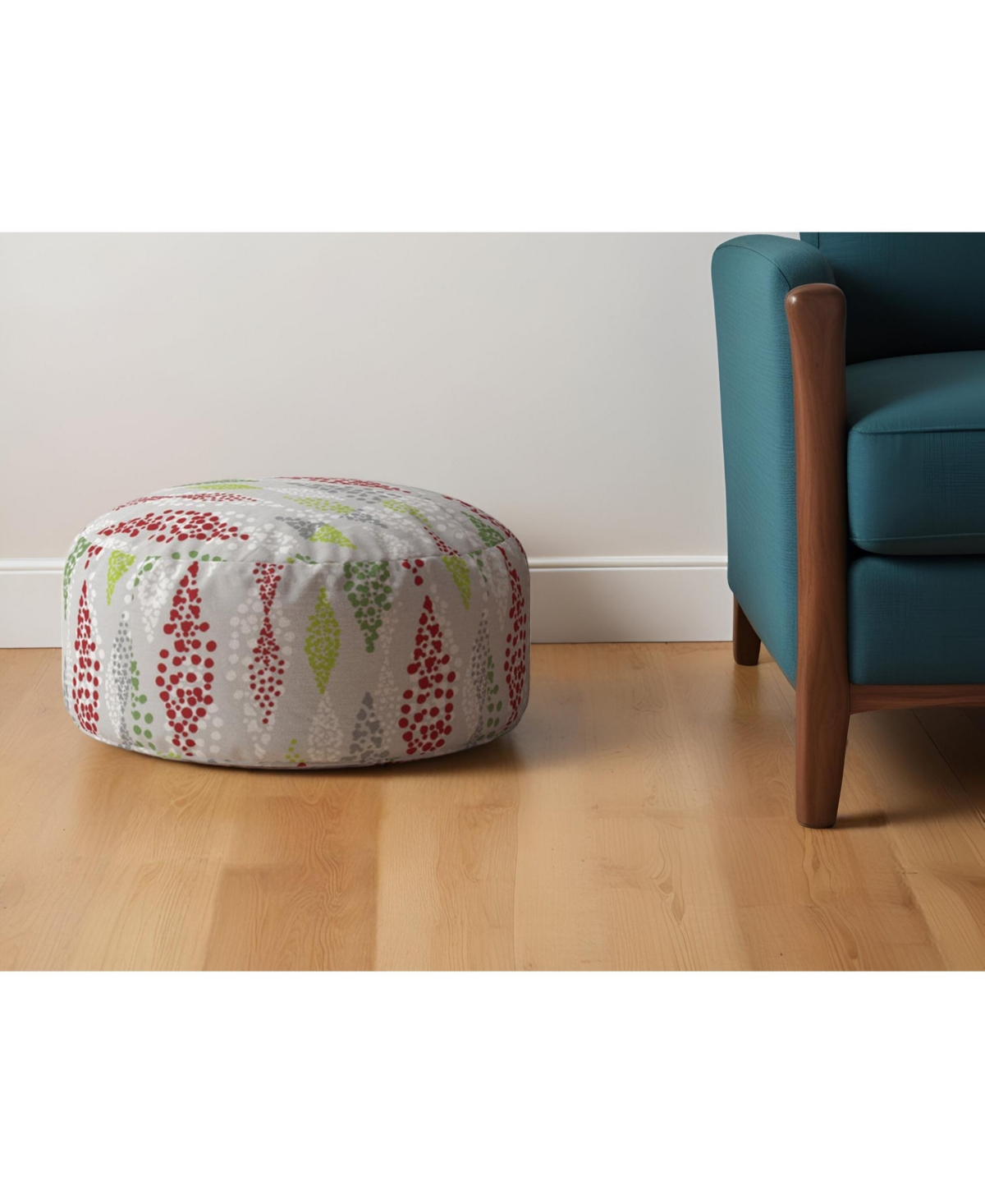 Click here for 24 Ivory Cotton Round Polka Dots Pouf Ottoman - Mu... prices