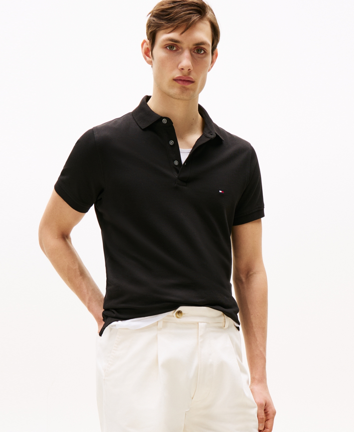 Tommy Hilfiger Mens 1985 Slim Fit Polo Shirt - Black