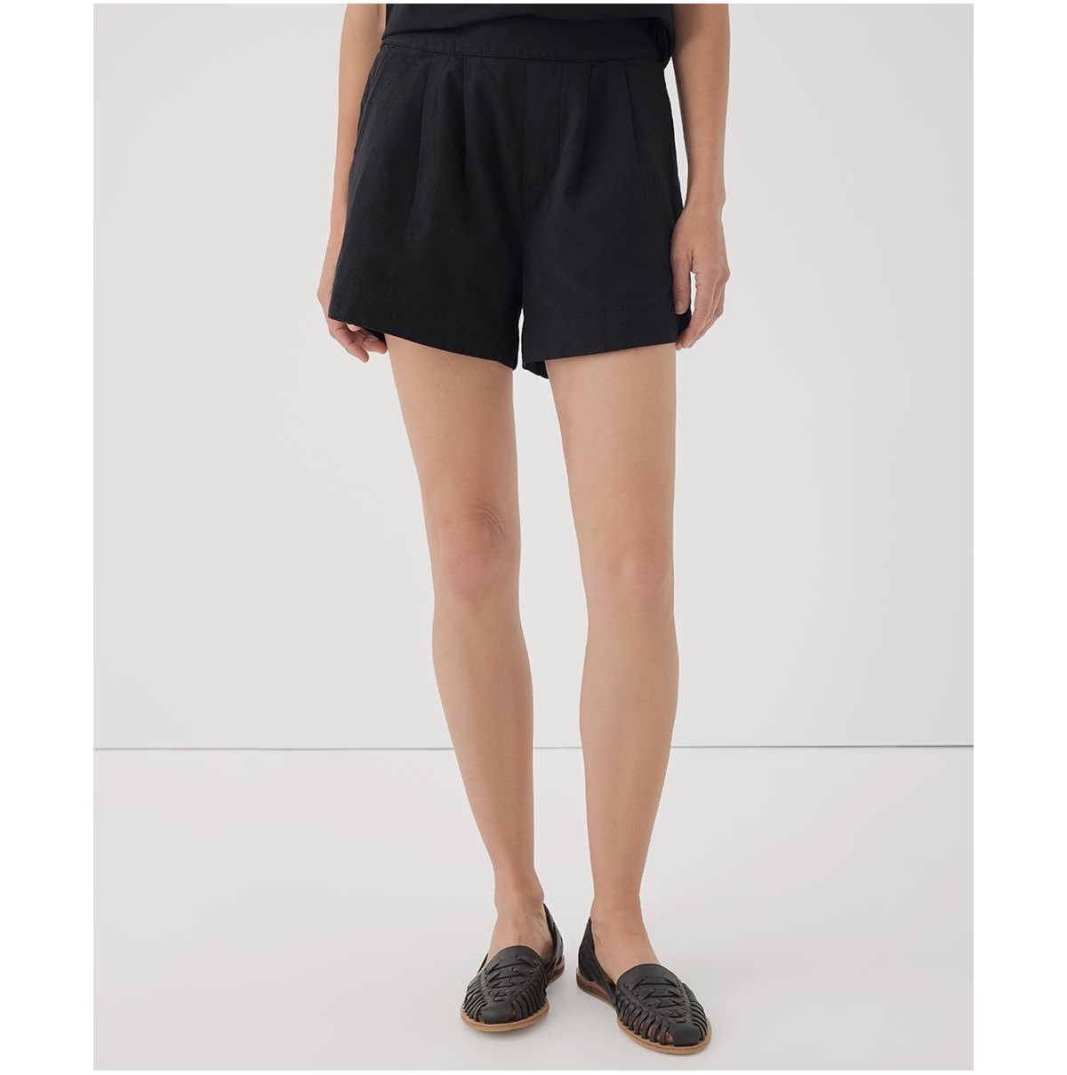Click here for Pact Canopy Linen Blend High-Waisted Short - Black prices