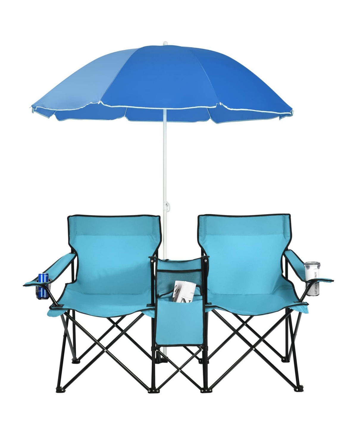 Click here for Portable Folding Picnic Double Chair With Umbrella... prices