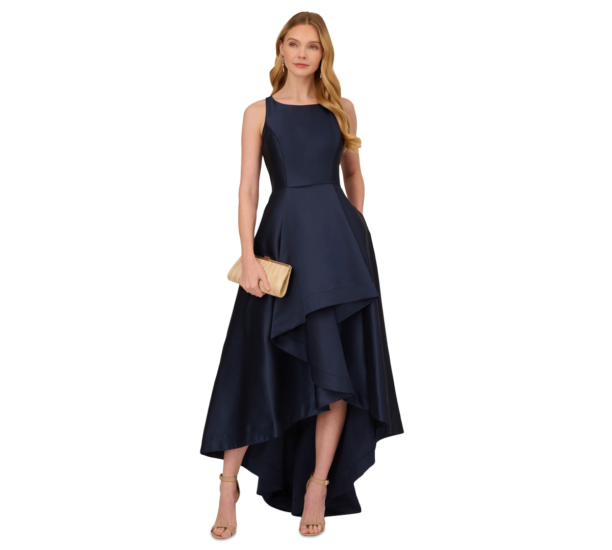 Click here for Adrianna Papell High-Low Mikado Gown - Midnight Na... prices