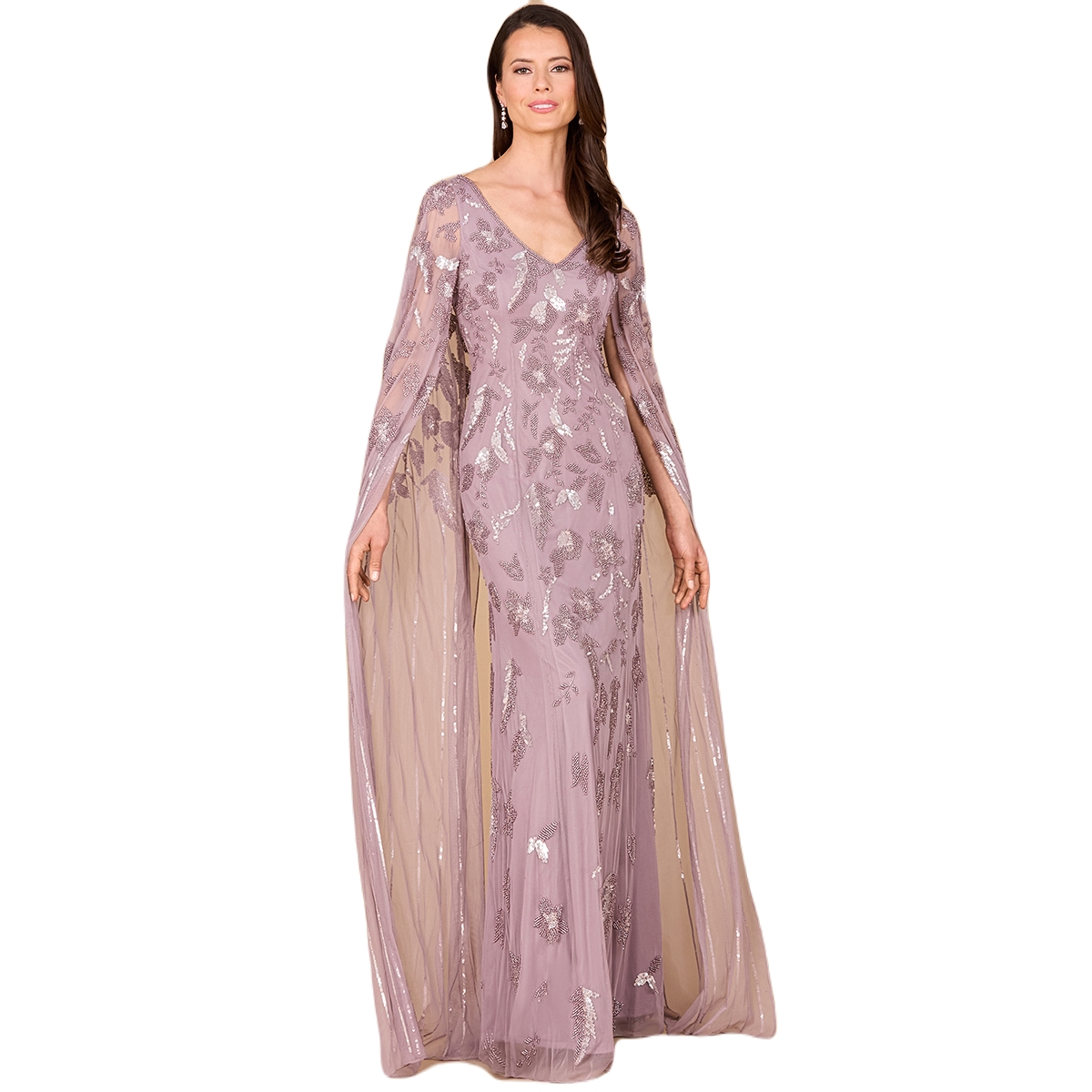 Click here for Lara Womens Beaded Sheath Dress with Long Cape - D... prices